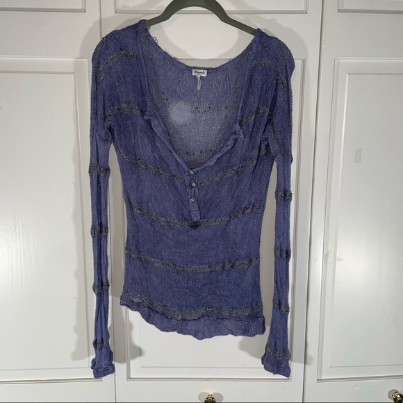Splendid | Sweaters | Splendid Purple Stripe Lightweight Henley Sweater ...